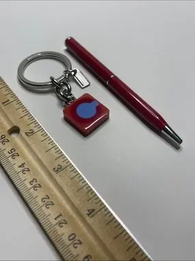 Coach | Accessories | Coach Red Square Keychain With Blue C Logo Accent ...